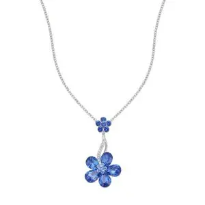 MODENAIRE Sapphire Crystal Daisy Flower Pendant Necklace