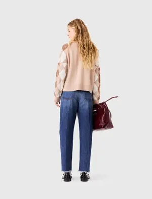 Maje Rhinestone Argyle Wool Cardigan