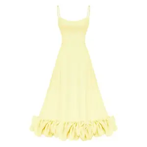POST MERIDIEM Flounce Bustier Midi Dress - Yellow