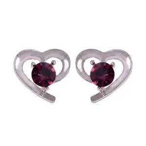 MODENAIRE Heart Shaped Stud Earrings Elegant Gem Accent