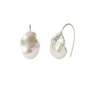 BOMBYX HOUSE Baroque Pearl Drop Earrings In 14k Gold - White