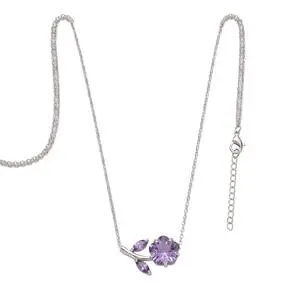 MODENAIRE Crystal Daisy Flower Pendant Necklace - Purple