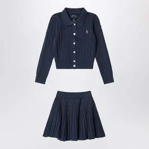 Polo Ralph Lauren Polo Cardigan And Cotton Skirt Set - Blue