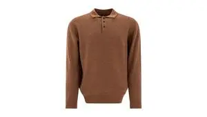 BEAMS Wool Polo Shirt Sweater - Brown