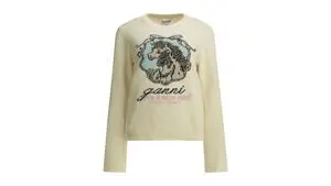 GANNI Horses Crewneck Sweatshirt Sweater - White