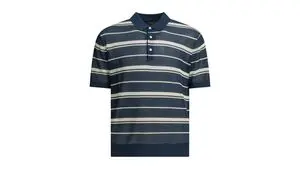 BEAMS Striped Buttondown Polo Shirt - Blue