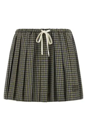 Miu Miu Pleated Tartan Mini Skirt