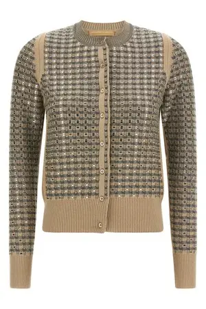 Ermanno Scervino Checkered Virgin Wool And Cashmere Cardigan With Sequins