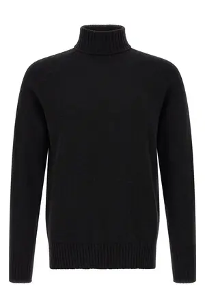 MA'RY'YA High Neck Sweater With Slits - Black