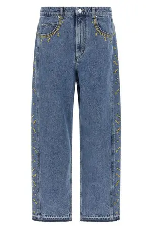MARANT Jorian Barrel Fit Embroidered Jeans - Light Blue