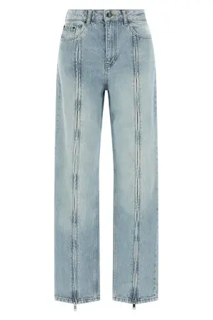 ROTATE BY BIRGER CHRISTENSEN Wash Straight Leg Jeans With Front Zips