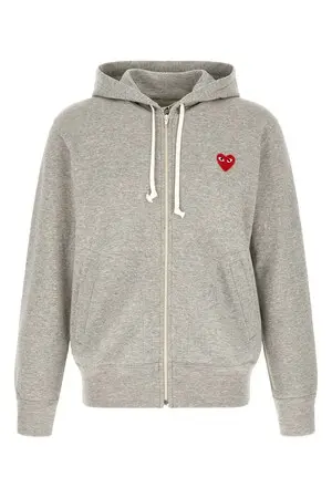 Play Comme Des Garcon Hoodie With Heart Patch - Gray