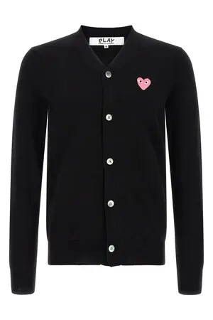 Play Comme Des Garcon Wool Cardigan - Black