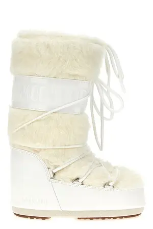 Moon Boot Icon Faux Fur Lace-up Boots - White