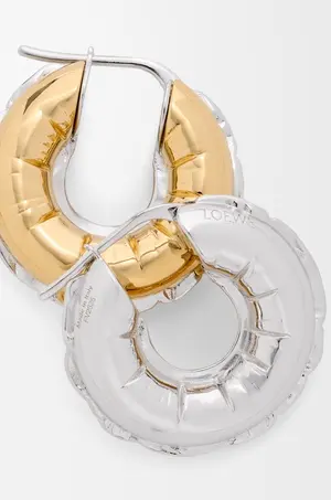 Loewe Blown Inflated Hoop Earrings In Brass - Silver/gold