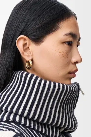 Loewe Blown Inflated Hoop Earrings In Brass - Silver/gold