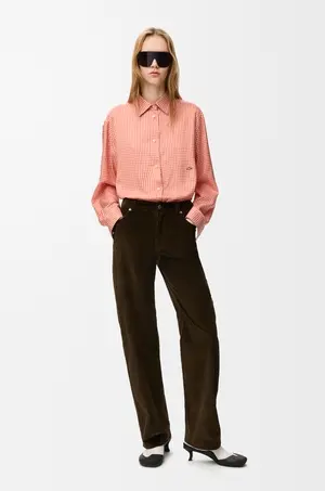Loewe Shirt In Silk Orange/white