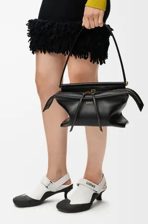 Loewe Small Whisker Bag In Glazed Leather Skin - Black