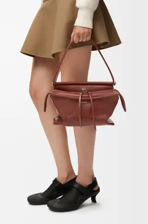 Loewe Small Whisker Bag In Glazed Leather Skin - Cognac