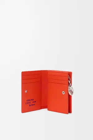 Loewe Claw Compact Wallet In Glossy Lambskin - Vivid Orange