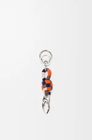 Loewe Knot Claw Charm In Felt - Blue/orange