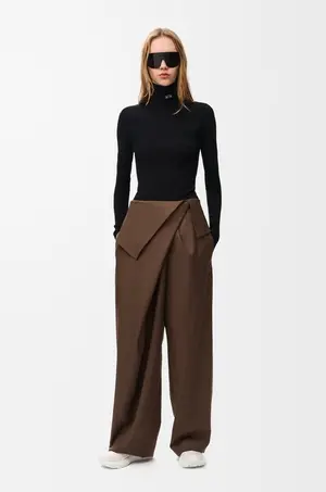 Loewe Draped Trousers In Wool - Brown