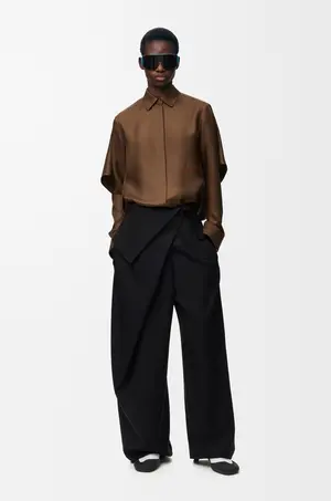 Loewe Cape Shirt In Silk - Brown