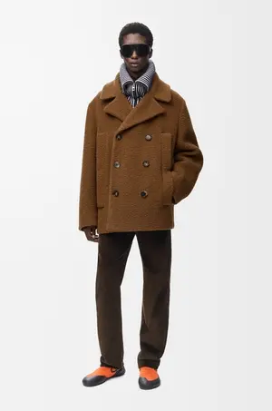 Loewe Peacoat In Wool And Mohair Blend