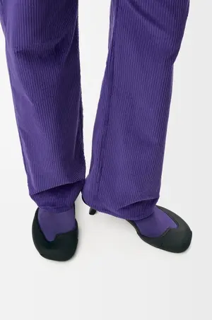 Loewe Dive Slingback In Stretch Suede - Deep Purple/black