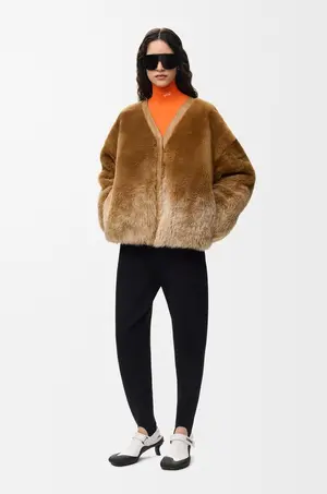 Loewe Shearling Cardigan - Camel