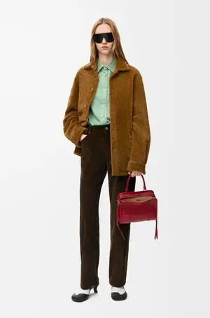 Loewe Overshirt In Shearling Corduroy - Camel