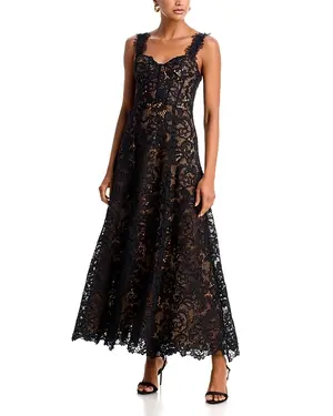 Aqua Lace Bustier Maxi Dress Exclusive - Black