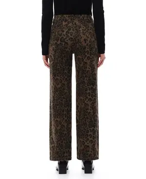 BAYEAS Leopard Print High Rise Relaxed Straight Denim Jeans In Coffee
