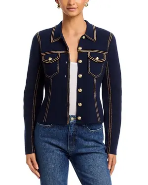 Cinq À Sept Canyon Knit Jacket - Navy/spruce Yellow