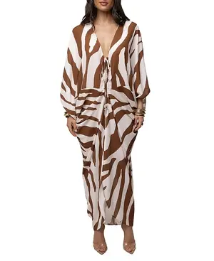 JLUXLABEL Longer Days Cover Up Dress Brown Zebra