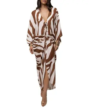 JLUXLABEL Longer Days Cover Up Dress - Brown Zebra