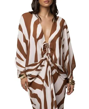JLUXLABEL Longer Days Cover Up Dress - Brown Zebra