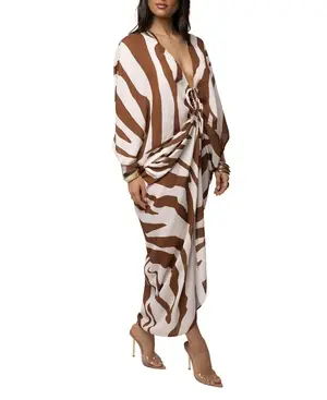 JLUXLABEL Longer Days Cover Up Dress - Brown Zebra