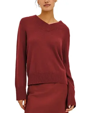 Rails Lidya V Neck Sweater - Crimson