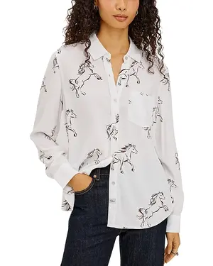 Rails Kathryn Horse Print Button-front Shirt