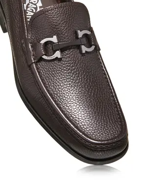 FERRAGAMO Grandioso Double Gancini Bit Leather Loafers Regular - Hickory Brown