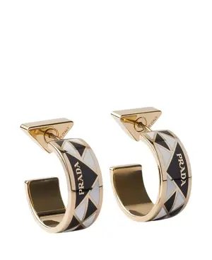 Prada Enameled Metal Earrings - Black