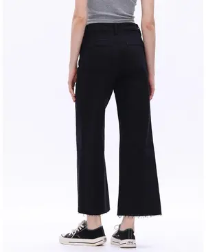 BAYEAS High Rise Wide Leg Vertical Front Seam Raw Hem Denim Jeans