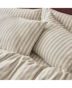 PIGLET IN BED Pembroke Stripe Linen Blend Pillowcase Pair, Queen