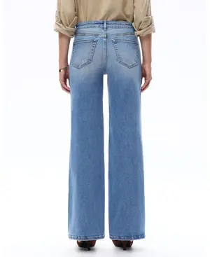 BAYEAS Mid Rise Wide Leg Denim Jeans Stretch Comfortable In Medium