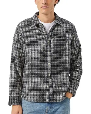 CORRIDOR Reverse Tweed Snow Check Cotton Shirt - Blue