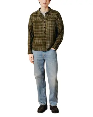 CORRIDOR Crinkle Plaid Cotton Blend Shirt