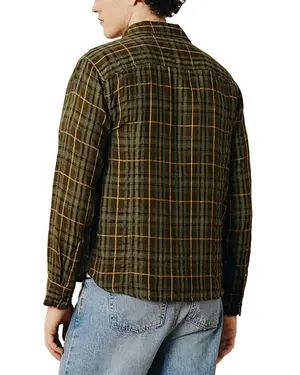 CORRIDOR Crinkle Plaid Cotton Blend Shirt