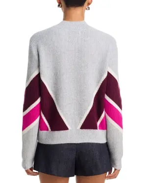 Aqua Striped Mock Neck Cashmere Sweater Exclusive