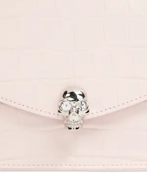Alexander McQueen Croco Embossed Leather Shoulder Bag - Old Rose
